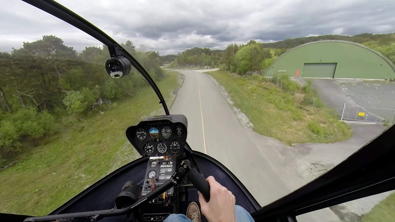 R44 training flight: Part 2 - Takeoff from Flesland & Landing at Stord ...