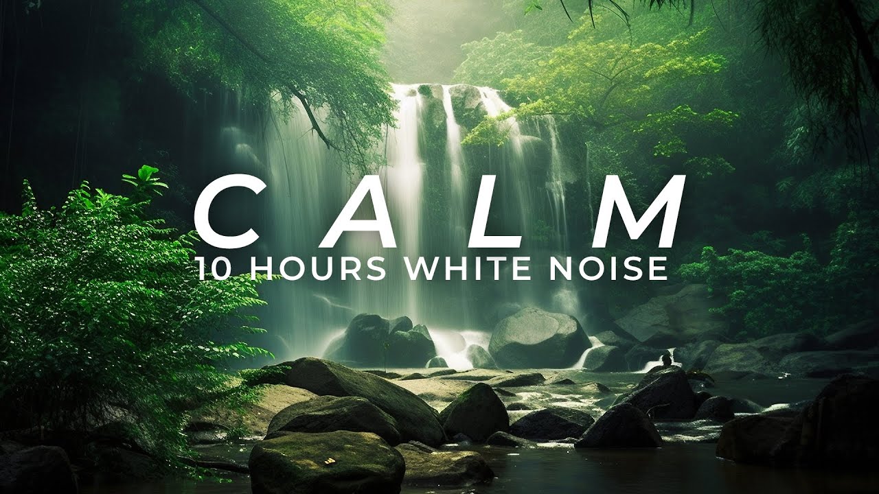 River and Waterfall White Noise in Lush Forest - 10 Hours of Calming ...
