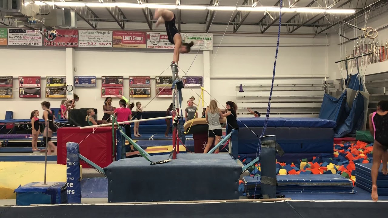 Bars - giant full double tuck dismount - YouTube