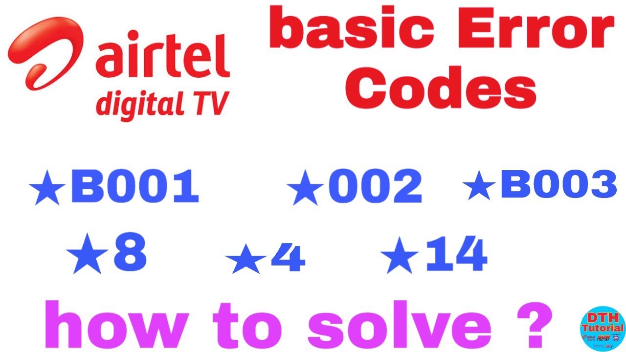 Airtel DTH Basic Error Codes In Tamil DTH Tutorial Tamil YouTube