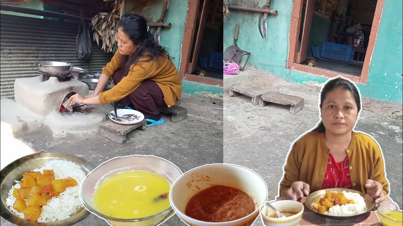 Cooking and eating Iskus ko jara , spicy til ko achar in Nepali style ...