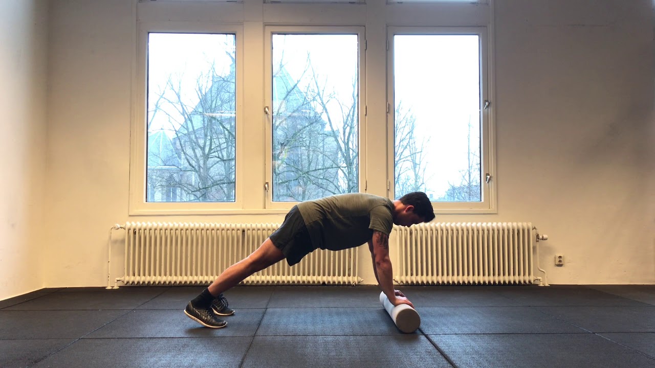 High plank foam roll out to low plank - YouTube