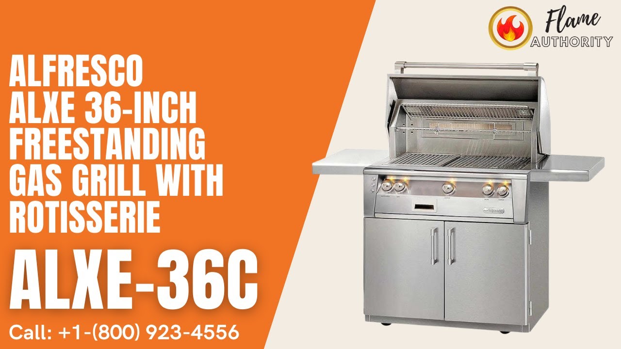 Alfresco ALXE 36-Inch Freestanding Gas Grill With Rotisserie - YouTube