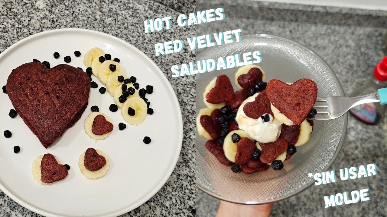 Hot cakes red velvet saludables, en forma de corazón sin usar molde # ...