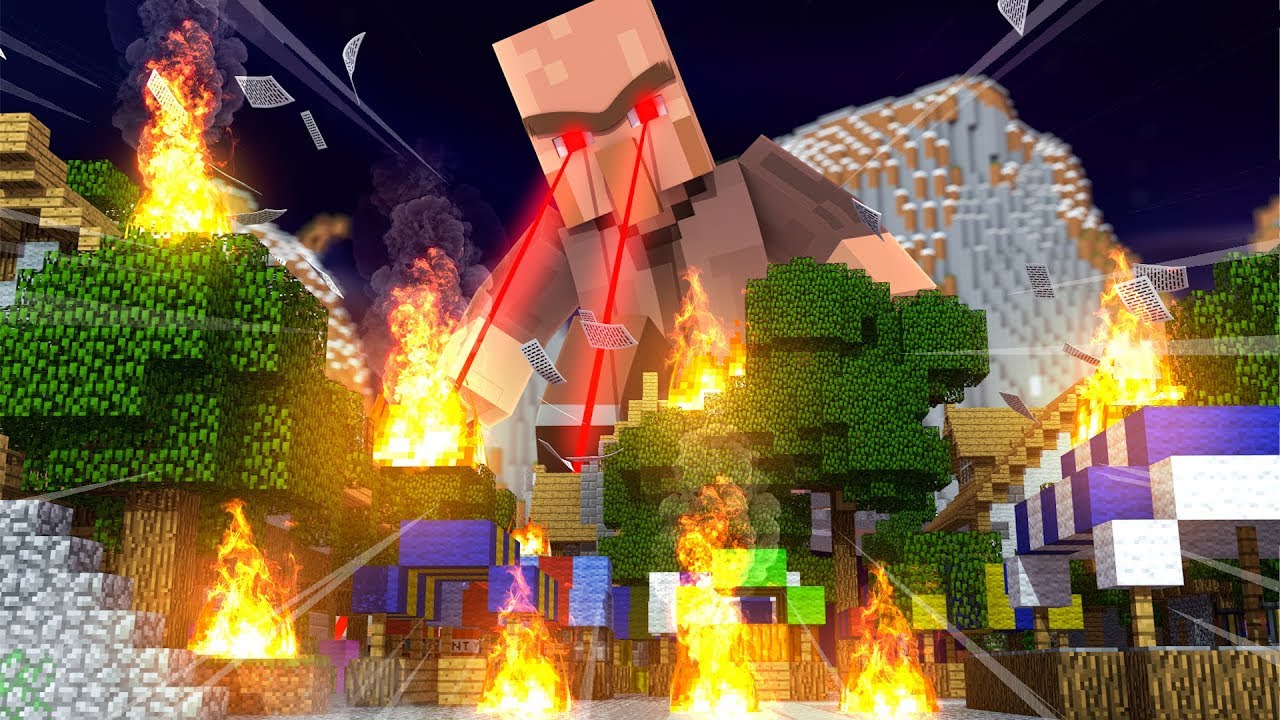 VILLAGER BASE DEFENSE - Giant Villager Attacks! (Minecraft Base ...