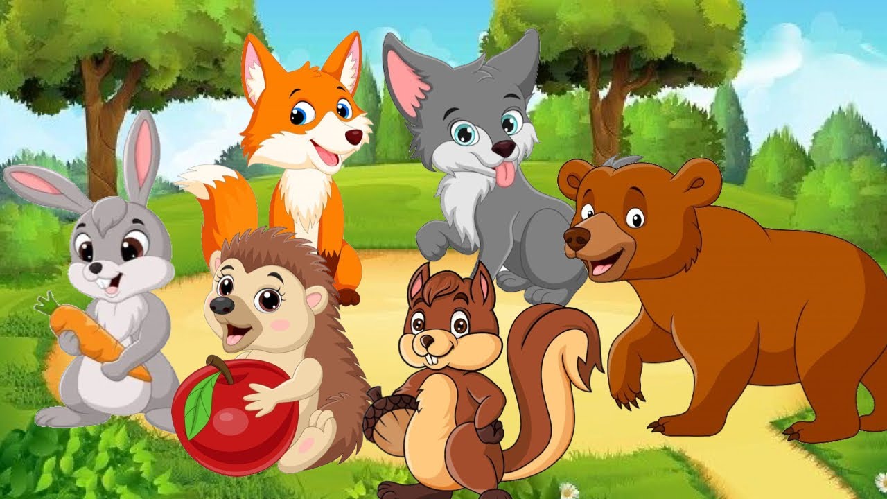CHILDREN'S EDUCATIONAL VIDEO ABOUT ANIMALS: hedgehog, wolf, fox, bear ...