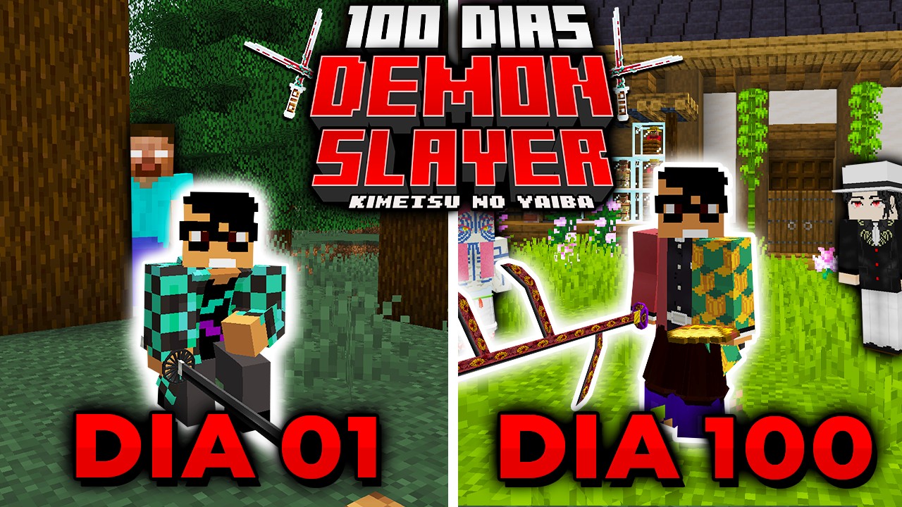 SOBREVIVI 100 DIAS NO MINECRAFT DEMON SLAYER KIMETSU NO YAIBA - O FILME ...
