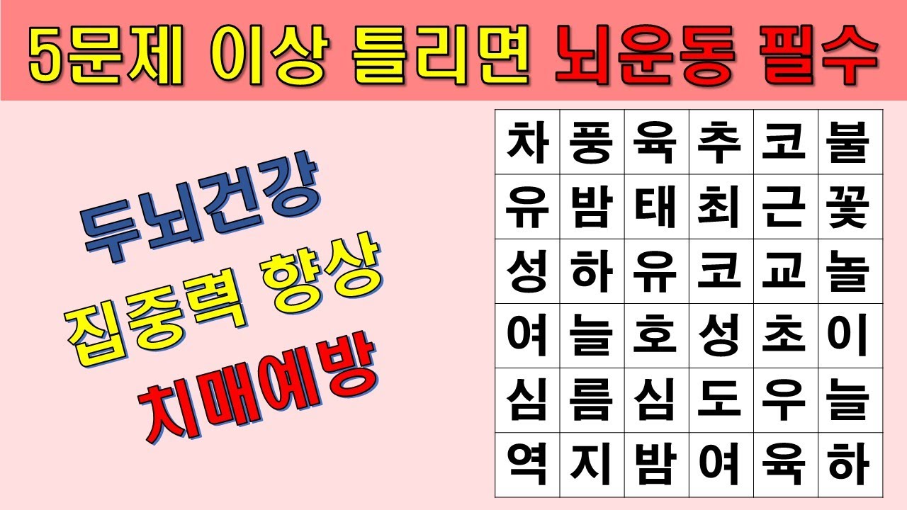 매일하는 두뇌운동 숨은단어찾기 단어찾기 숫자찾기 틀린그림찾기 그림찾기치매예방건망증개선두뇌건강뇌운동치매테스트