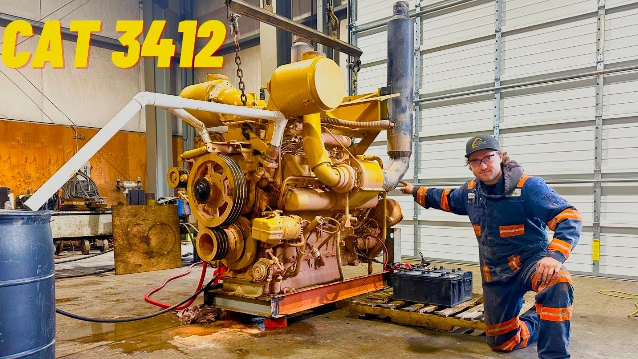 Test running a CAT 992D ENGINE!! 3412 twin turbo! - YouTube
