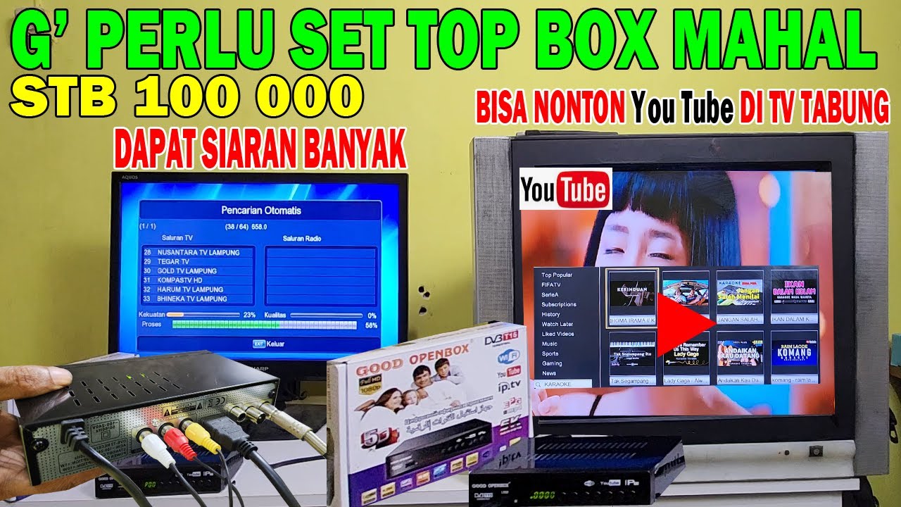 CARA PASANG SET TOP BOX GOOD OPENBOX DI TV MODE AV/HDMI - YouTube