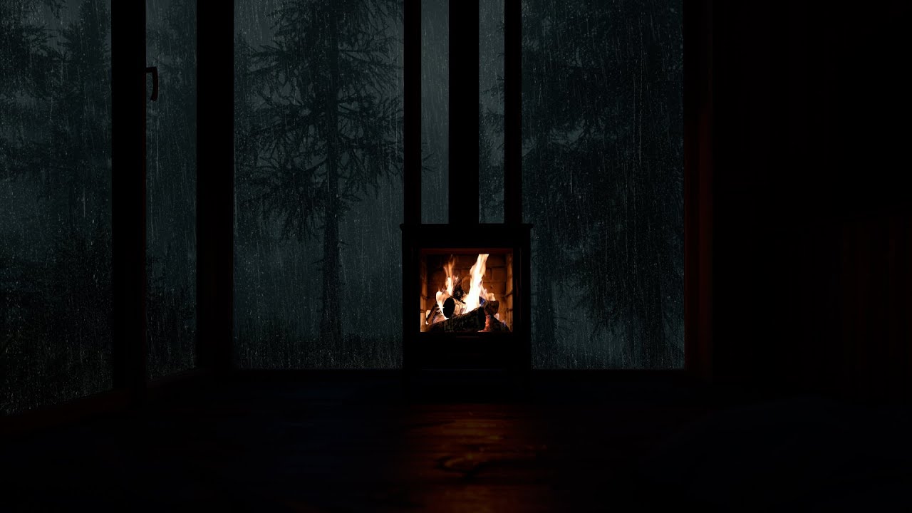 Firelight & Rainfall at Night | 3-Hour Ambience for Peaceful Sleep ...