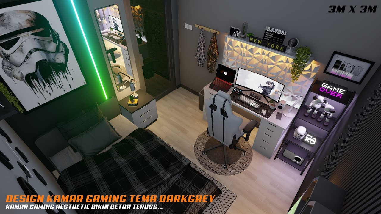 FULL MAKEOVER KAMAR COWOK KONSEP DARKGREY AESTHETIC - YouTube