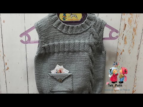 Bisiklet Yaka Bebek Süveter / Zarf Cepli Süveter Yapılışı
