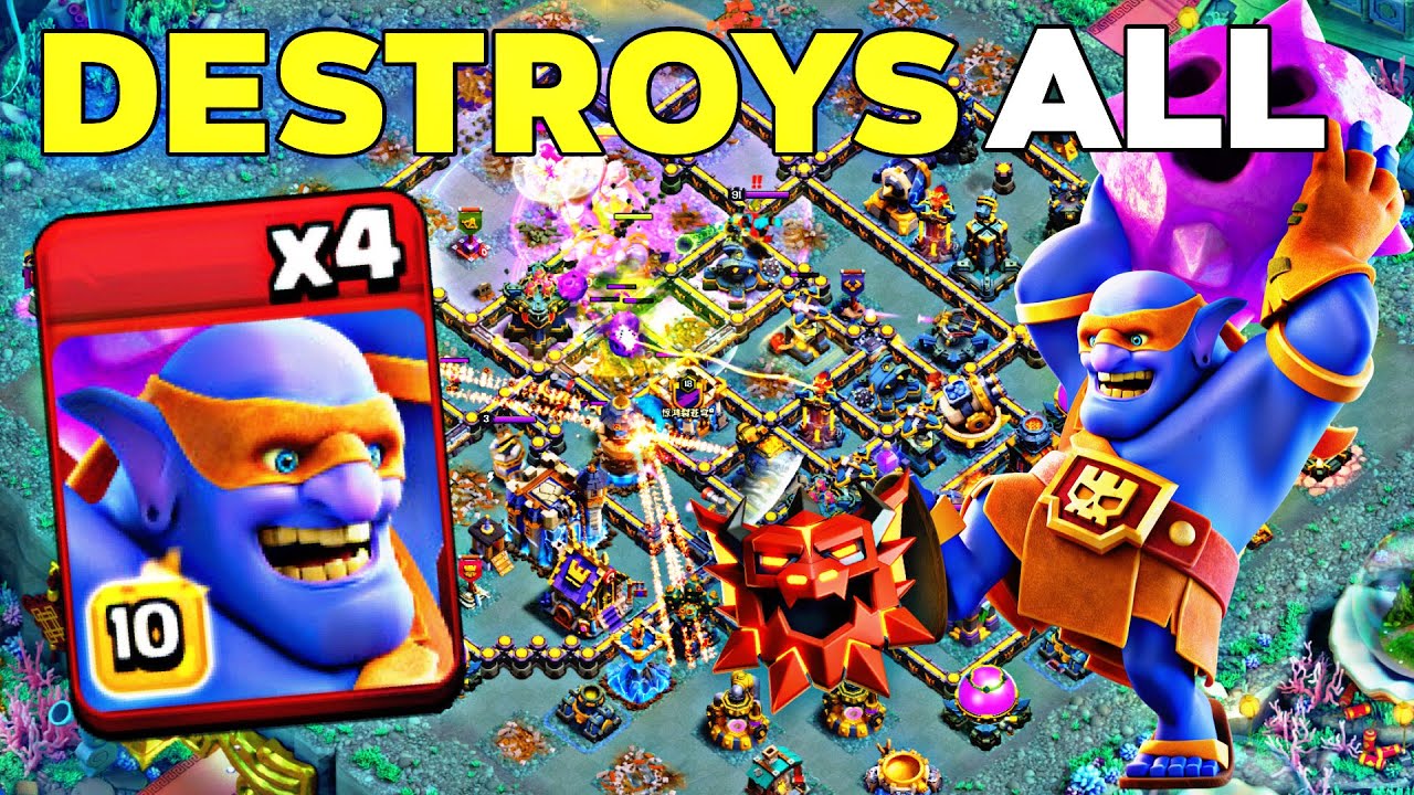 #1 SMASH ARMY! TH18 Super Bowler Smash Crushes TOP Legends Bases! Clash ...
