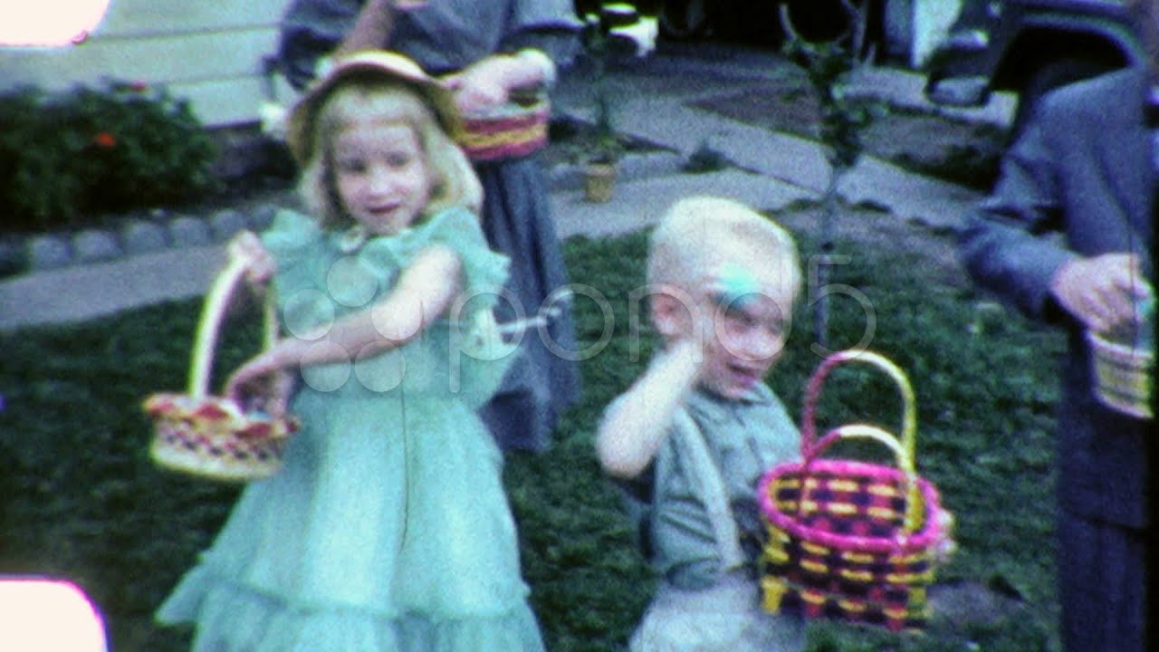 CHILDREN EASTER EGG HUNT Baskets Kids 1960s (Vintage Film Home Movie ...