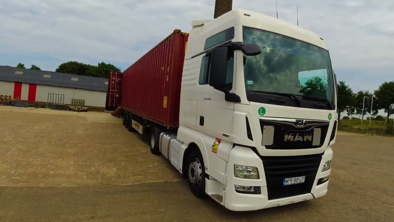 Driving at Netherlands by MAN TGX truck with container - YouTube