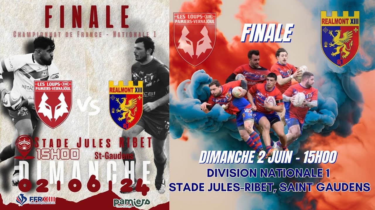 Finale DN1, rugby à XIII, Pamiers-Vernajoul XIII - Réalmont XIII - YouTube