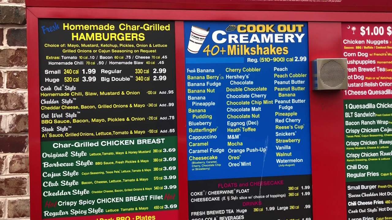 Cook Out Menu Prices: A Flavorful Journey at Affordable Rates | Paraiso ...