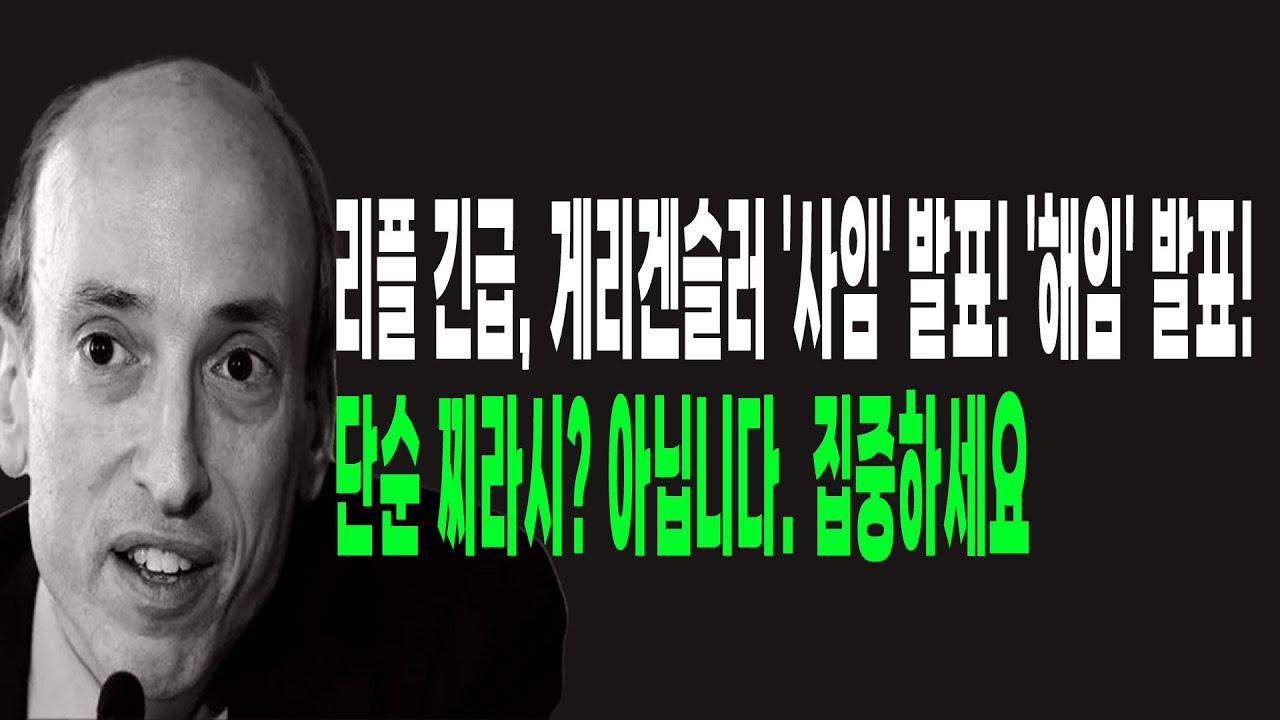 리플 긴급 게리겐슬러 사임 해임 단순 찌라시 아닙니다 리플 리플코인 리플전망 Youtube