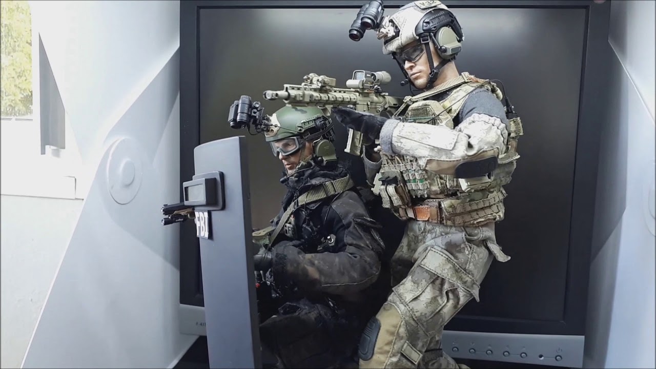 Kitbash FBI HRT Duo BLACK MULTICAM / A-TACS - AXIRUN 1/6 action figure ...