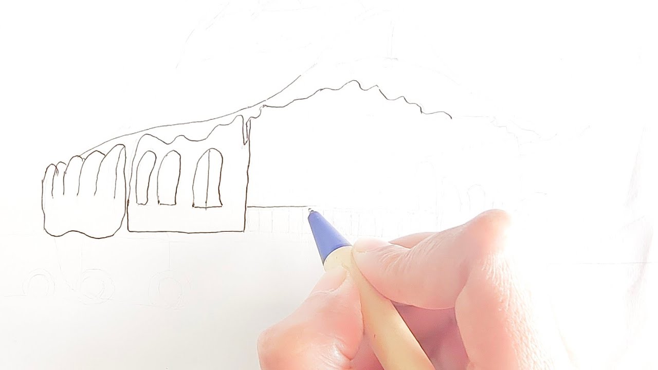 How to draw a Houseboat step by step tutorial/ Easy Houseboat drawing ...