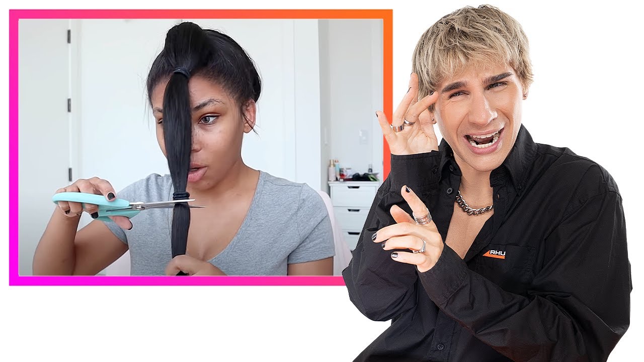 Hairdresser reacts to 'wolf cuts' that didn't go as planned - YouTube