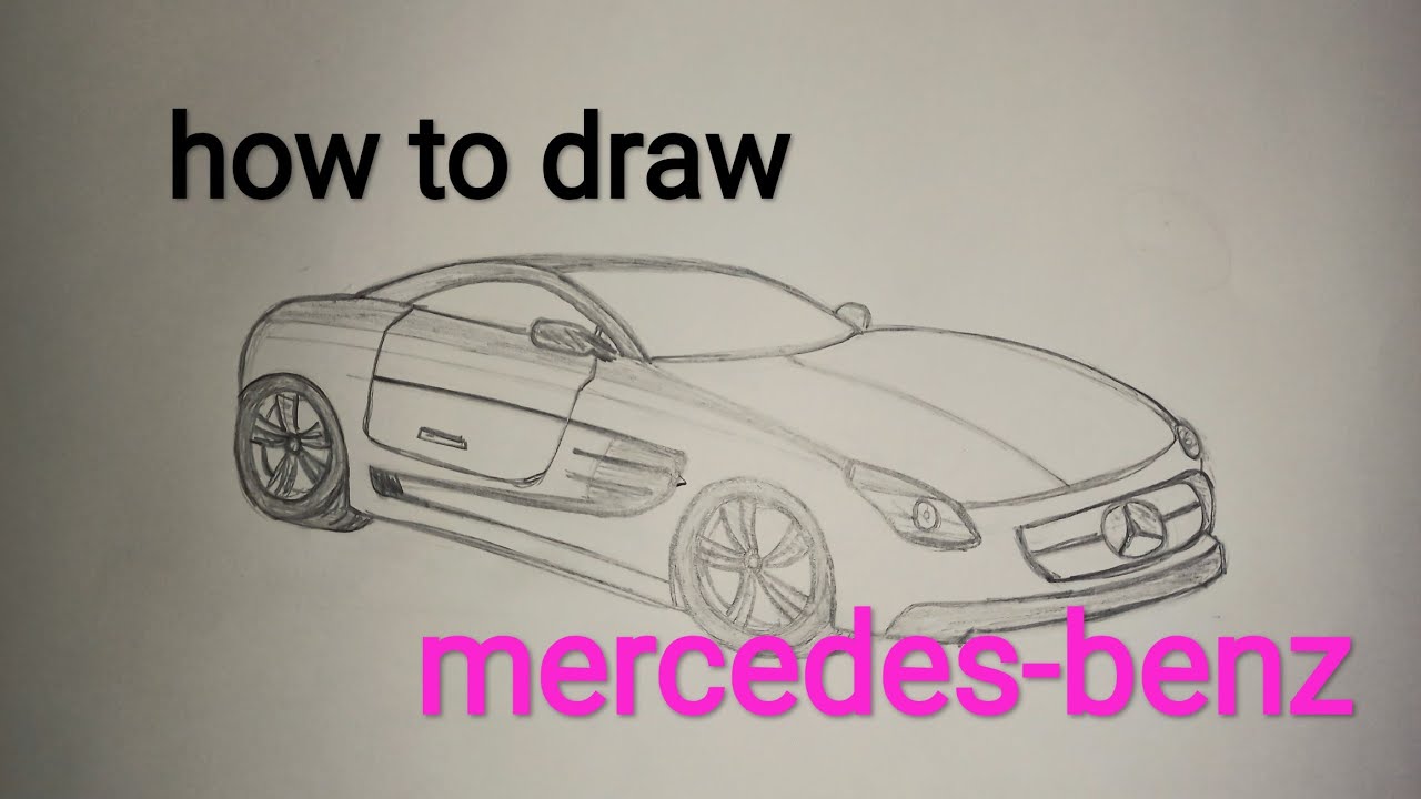 How to draw a 3d Mercedes-Benz car sketch .easy sketch of Mercedes-Benz ...