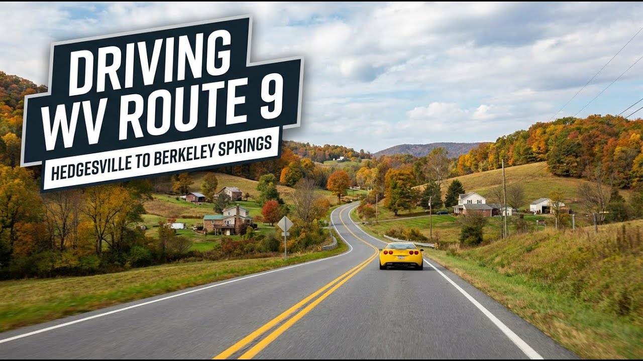 Driving on West Virginia Route 9 from Hedgesville to Berkeley Springs ...