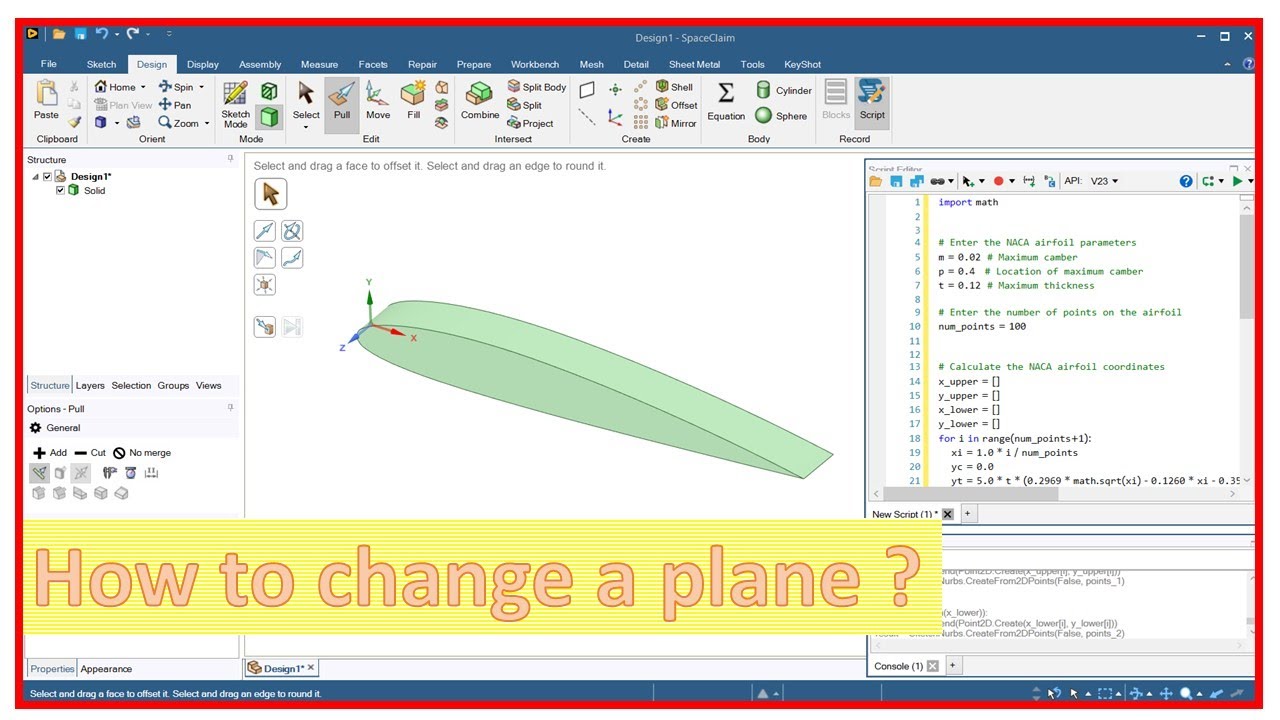 ️Changing the Plane in ANSYS SpaceClaim for NACA Airfoil Generation ...