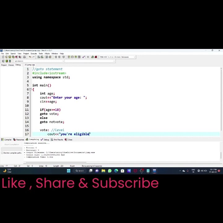 Using Goto Statement In C By Code With Adarshh 9759