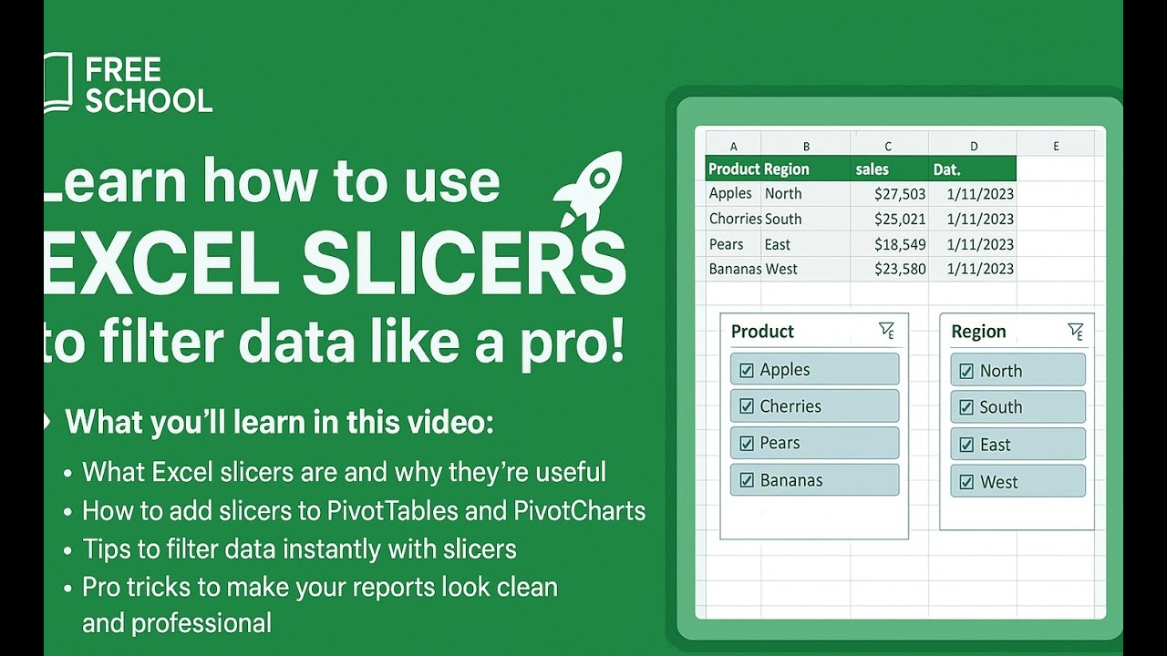 How to Use Excel Slicers to Filter Data Like a Pro! | Free School - YouTube