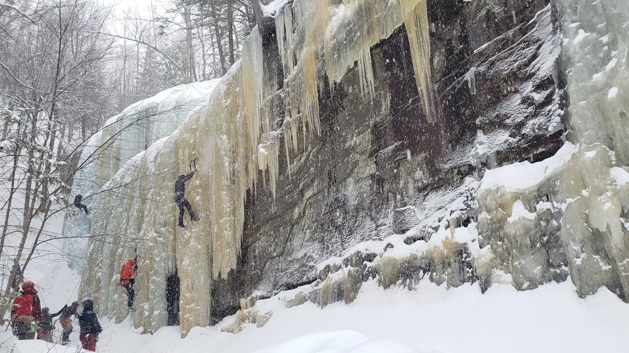 The Champney Falls Trail - Frozen waterfall, Winter Hike on Kancamagus ...