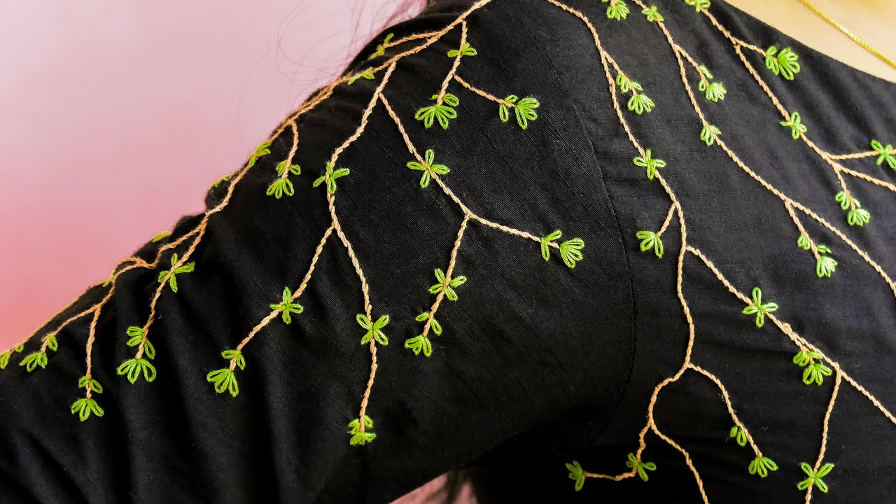 HAND EMBROIDERY Stitches - Neck /Shoulder Design (EASY) - YouTube