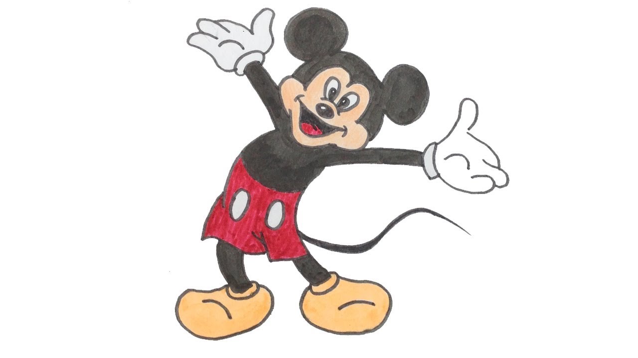 How to draw Mickey Mouse Cartoon - Very Easy Cartoon Drawing Tutorial ...