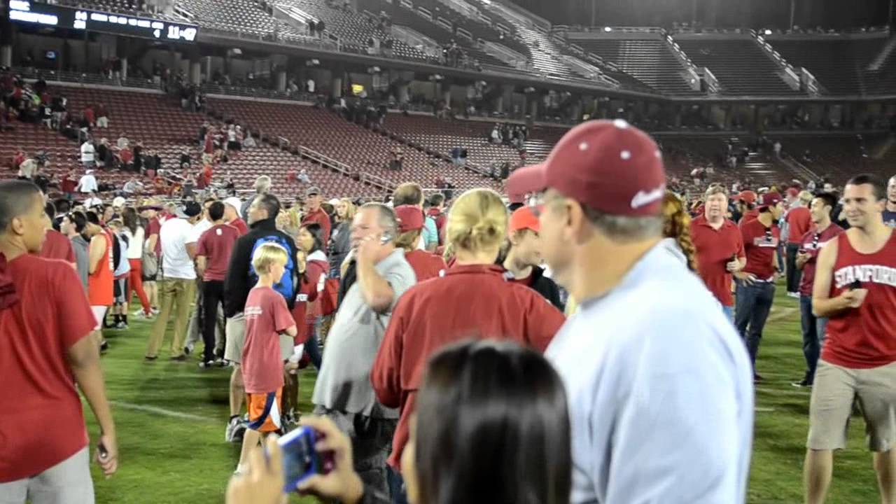Stanford Upsets USC- Fans Rush the Field Part 2 (On Field) - YouTube