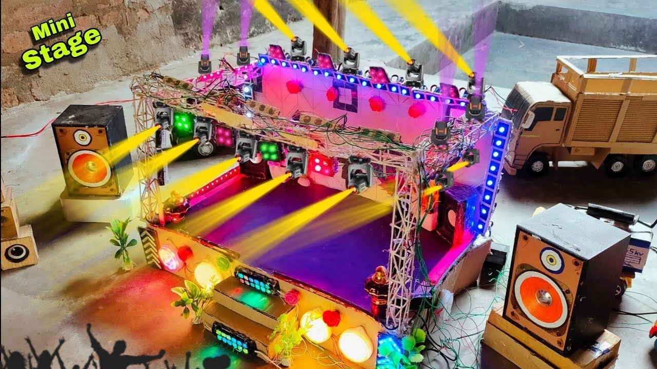 Mini stage making How to make mini stage dj truck and dj gadi light ...