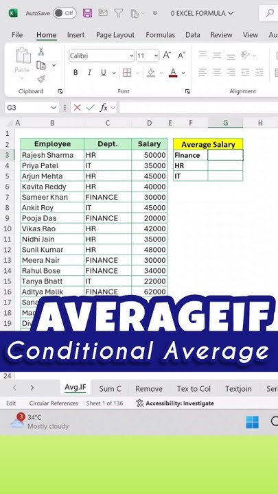How to Use AVERAGEIF in Excel Like a Pro! Best Excel Formula for Data Analysis - YouTube