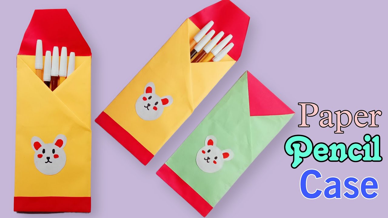 How to make paper pencil Case/Origami School Craft/Origami Pencil ...