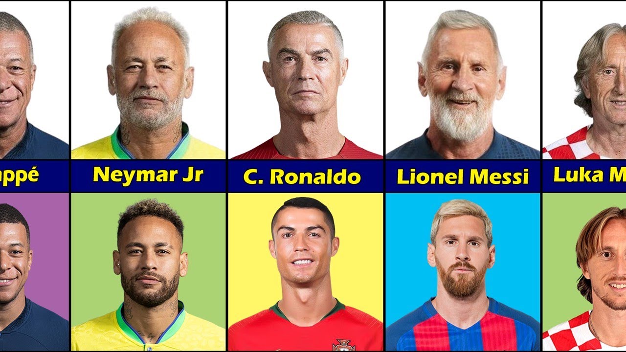 Famous Football Players In OLD Age | Messi, Ronaldo, Neymar, Mbappé ...