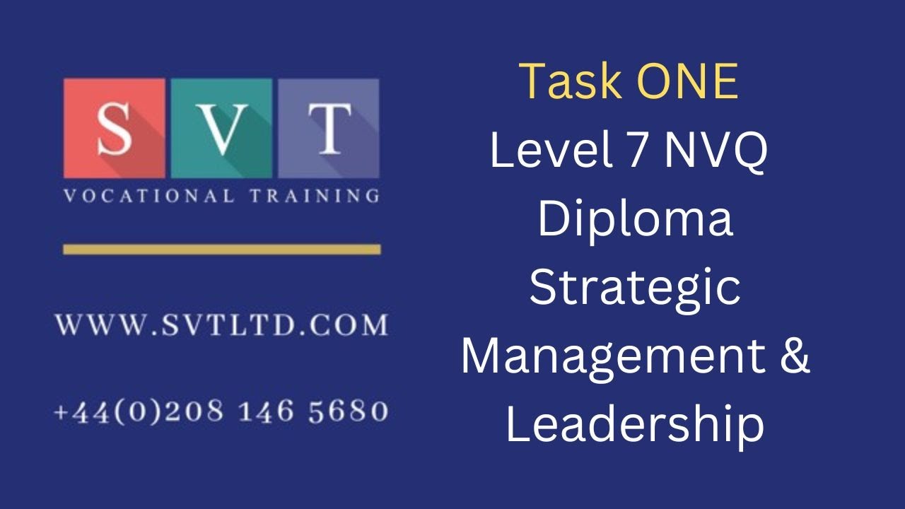Task One Tutorial of the Level 7 NVQ Diploma in Strategic Management ...