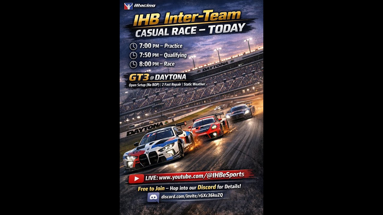 IHB Inter-Team GT3 Race @Daytona (iRacing) - YouTube