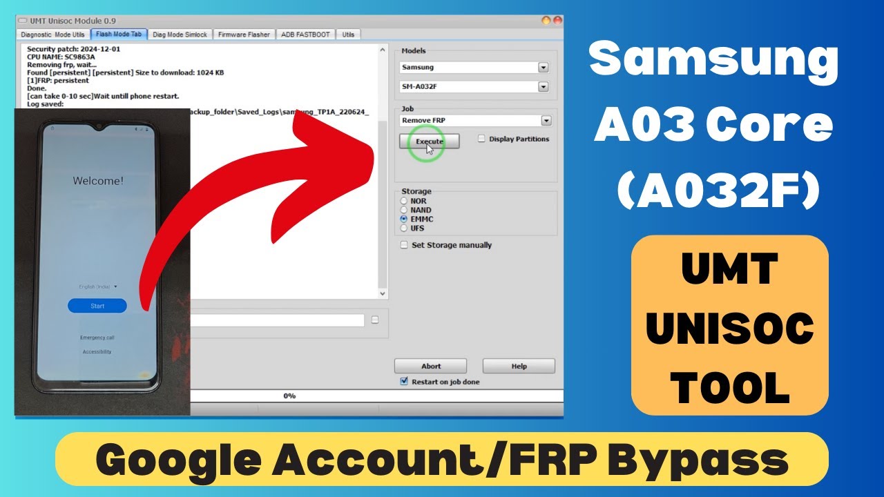 Samsung A03 Core (A032F) FRP Unlock UMT Unisoc Tool | A03 Core Test ...