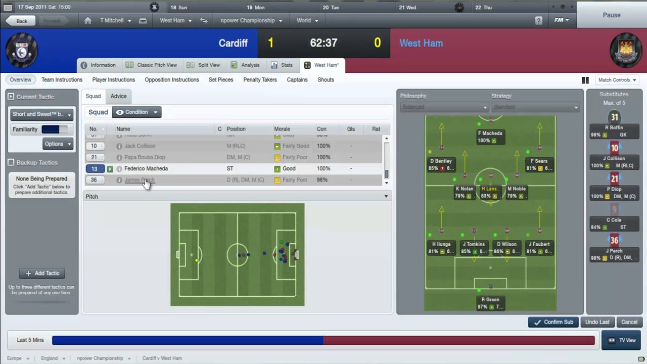 lets play football manager 2012 season 1, episode 11 (vs Cardiff) - YouTube
