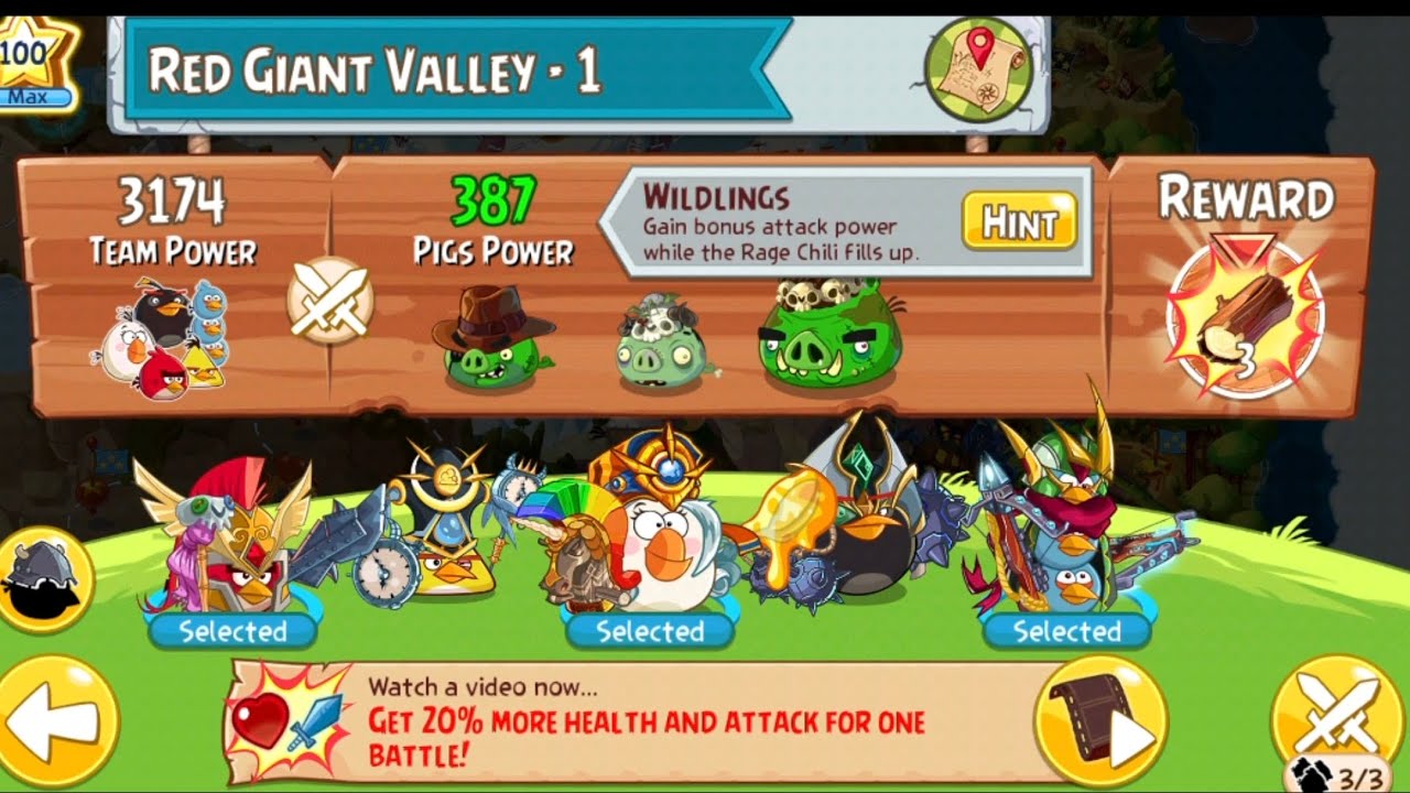 Level 100 Red Giant Valley 1 - In Angry Birds Epic - YouTube