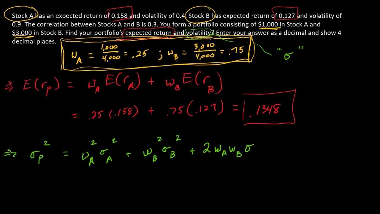 How to compute a portfolio expected return and volatility - YouTube