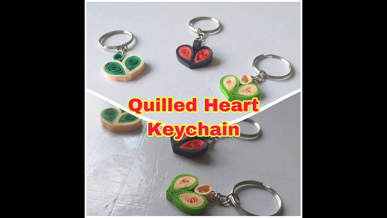 Quilling Heart key tags-how to make quilled key chains-valentine's day ...