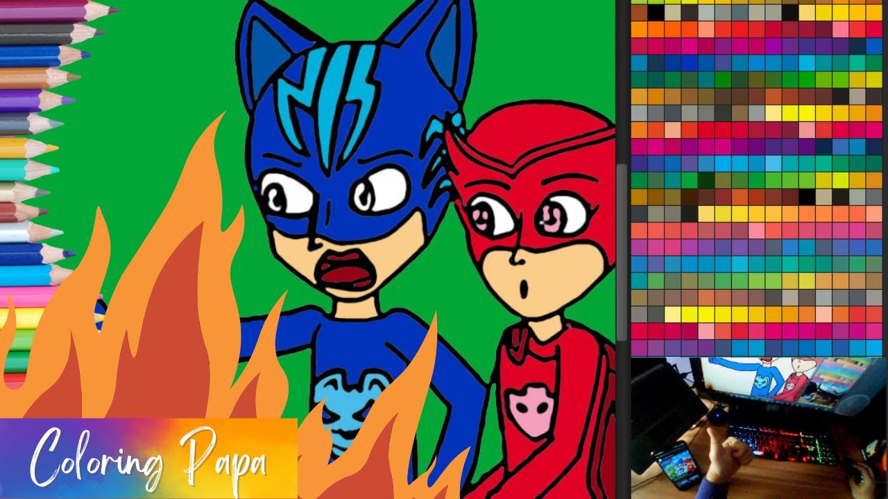 PJ Mask Catboy Angry Gecko Coloring Pages With Photoshop - YouTube