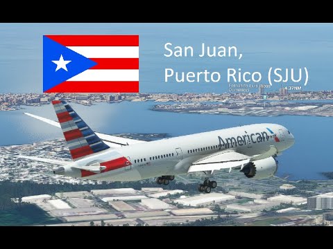 San Juan, Puerto Rico (SJU) aterrizaje en un American Airlines Boeing ...
