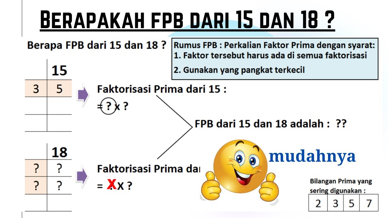 Menentukan fpb dari 15 dan 18 dengan pakai pohon faktor bentuk tabel ...
