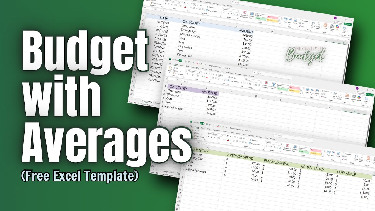 Budgeting with Averages in Excel | Free Template + Tutorial - YouTube